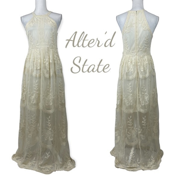 Altar'd State | Dresses | Altard State Sheer Cream Embroidered Lace ...